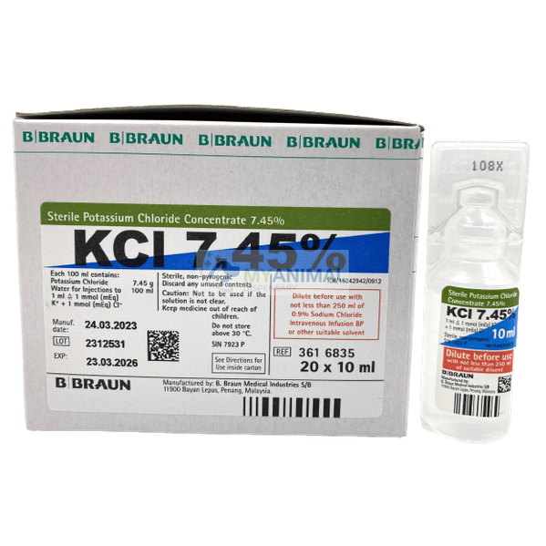 Sterile Potassium Chloride Concentrate (7.45% KCl) 10mL — My Animal ...
